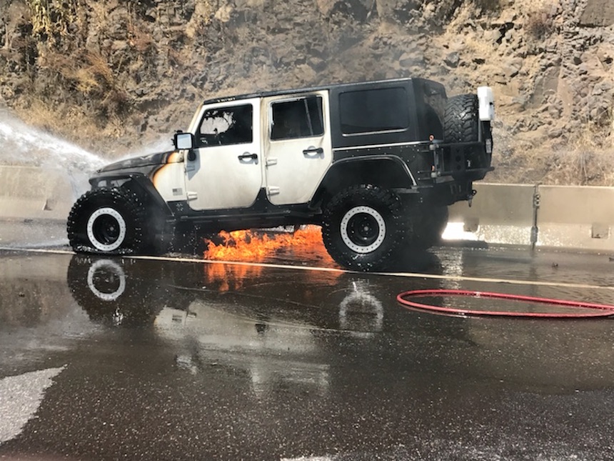 Jeep catches fire, spreads to hillside near highway - East Idaho News
