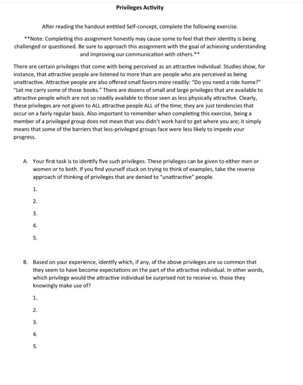 CEI instructor asks students to list examples of white, male privilege ...